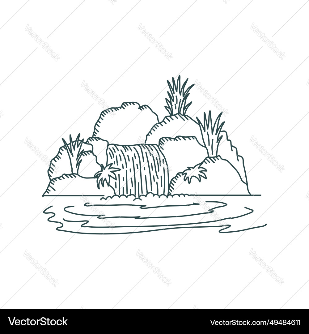 Hipster fish pond with waterfall garden and stone Vector Image