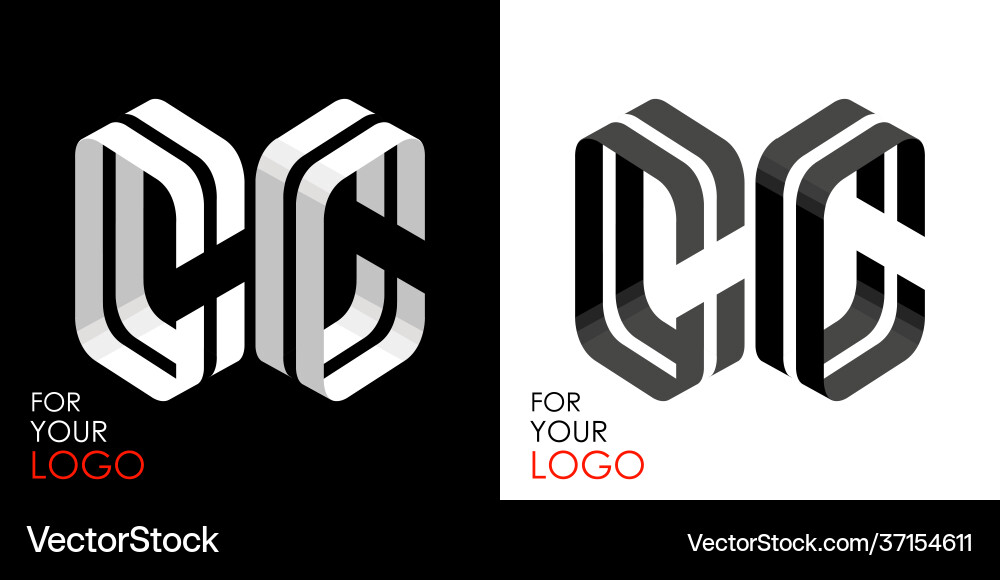 Isometric Letter C - Stripes & Perspective Vector Image