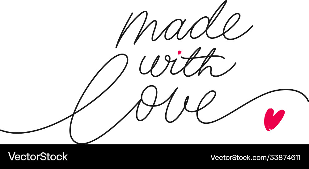 Made with love lettering heart symbol Royalty Free Vector