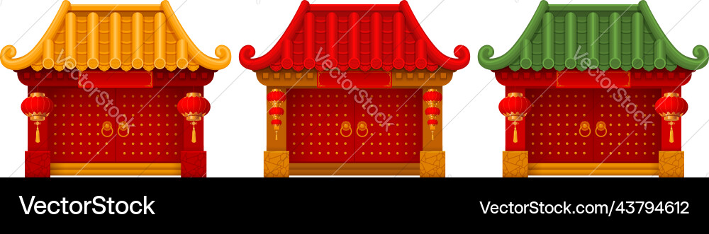 Chinese gate set Royalty Free Vector Image - VectorStock