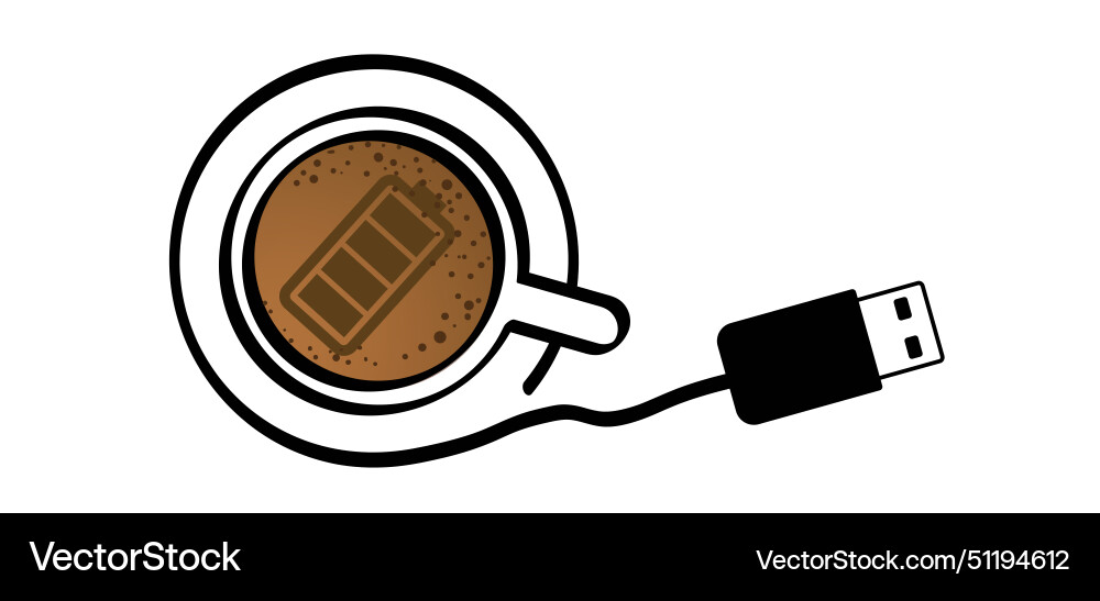 Coffee charge loading indicator mug with battery Vector Image