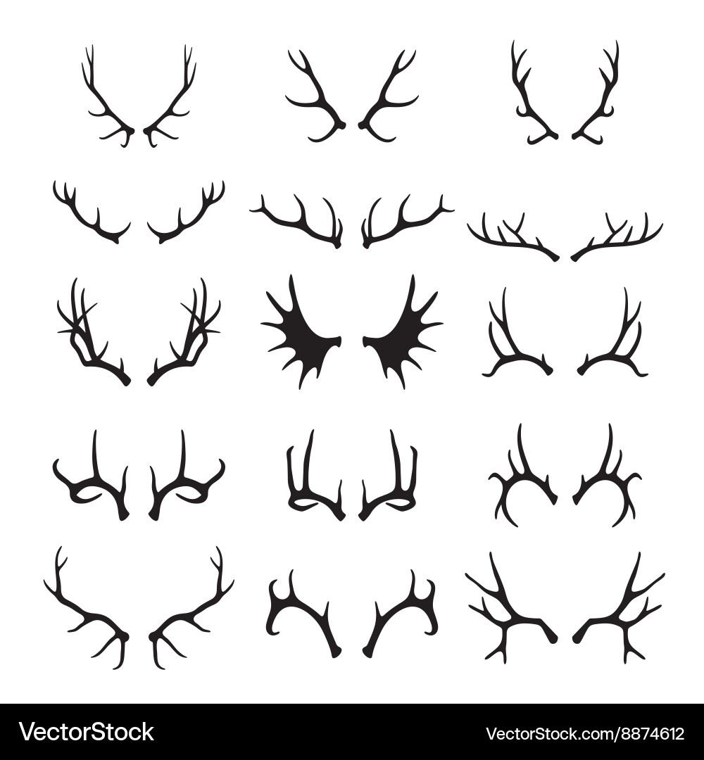 Deer Antlers Icon Set Royalty Free Vector Image