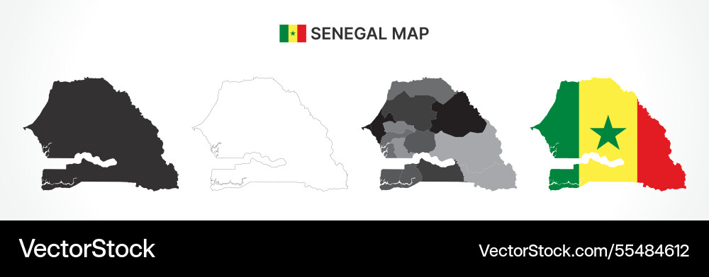 Detailed senegal map collection with outline Vector Image