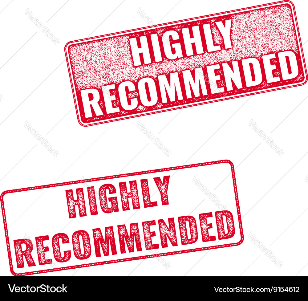 Grunge Red Rubber Stamp - Highly Recommended Vector Image