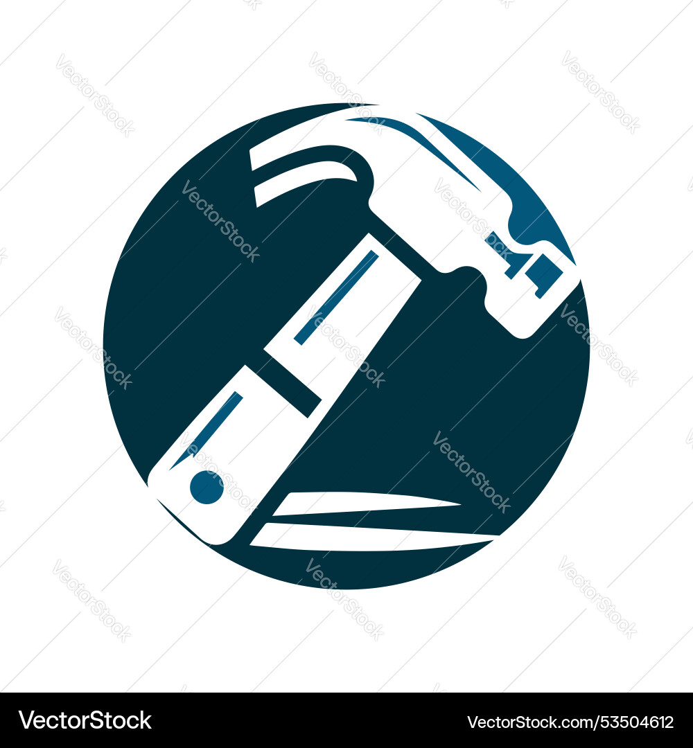 Hammer icon in circular design for construction Vector Image