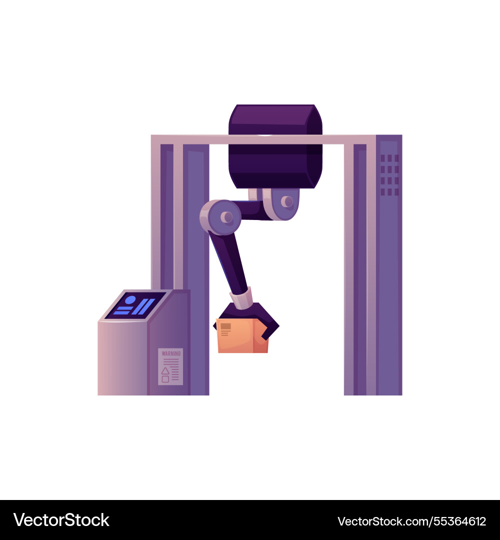 Industrielle Roboterarm ist Ladebox Verpackung Vektorbild