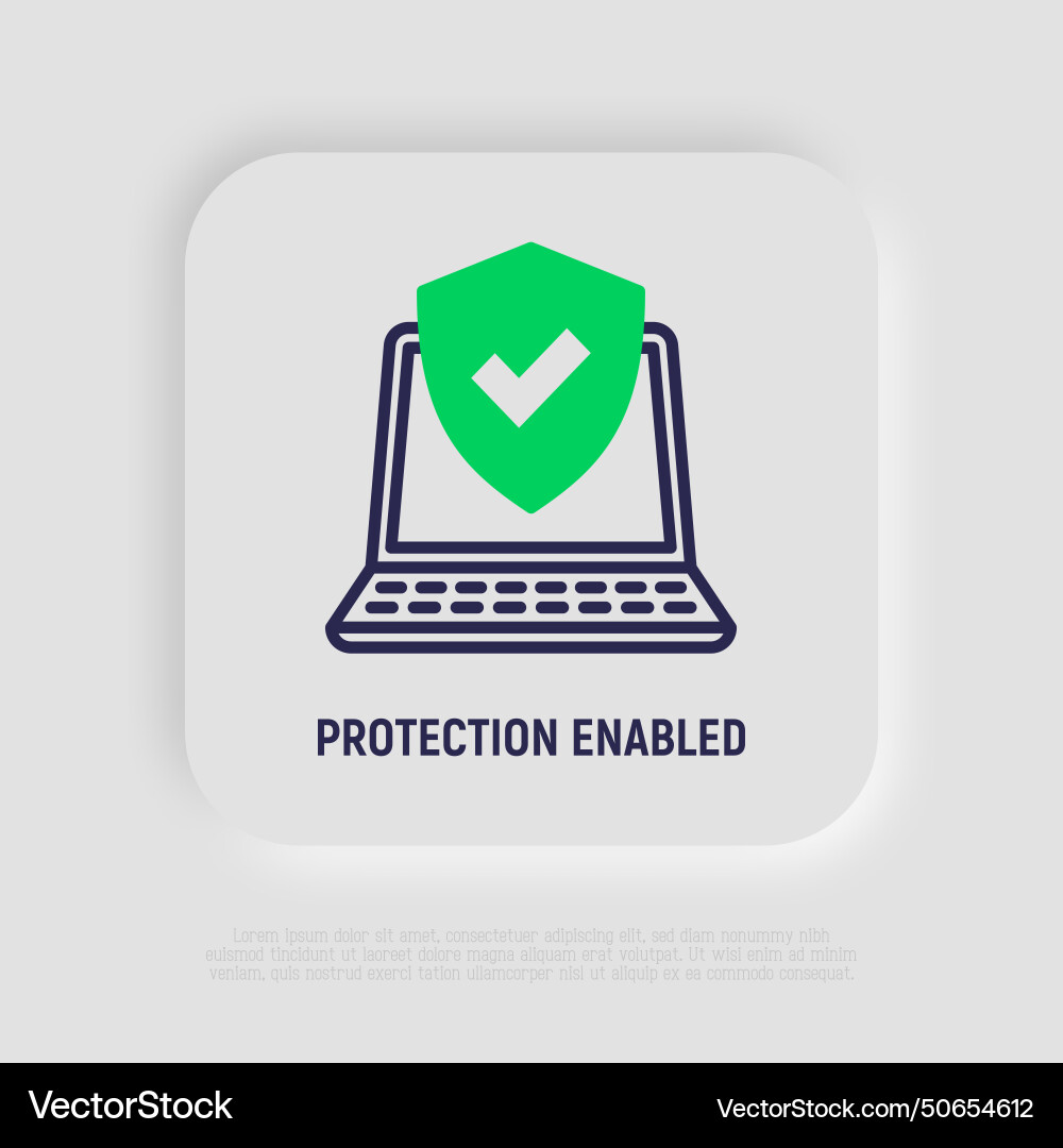 Protection enabled thin line icon shield Vector Image