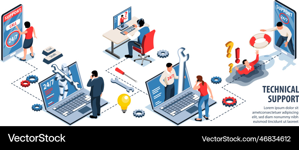 Technical support infographics Royalty Free Vector Image