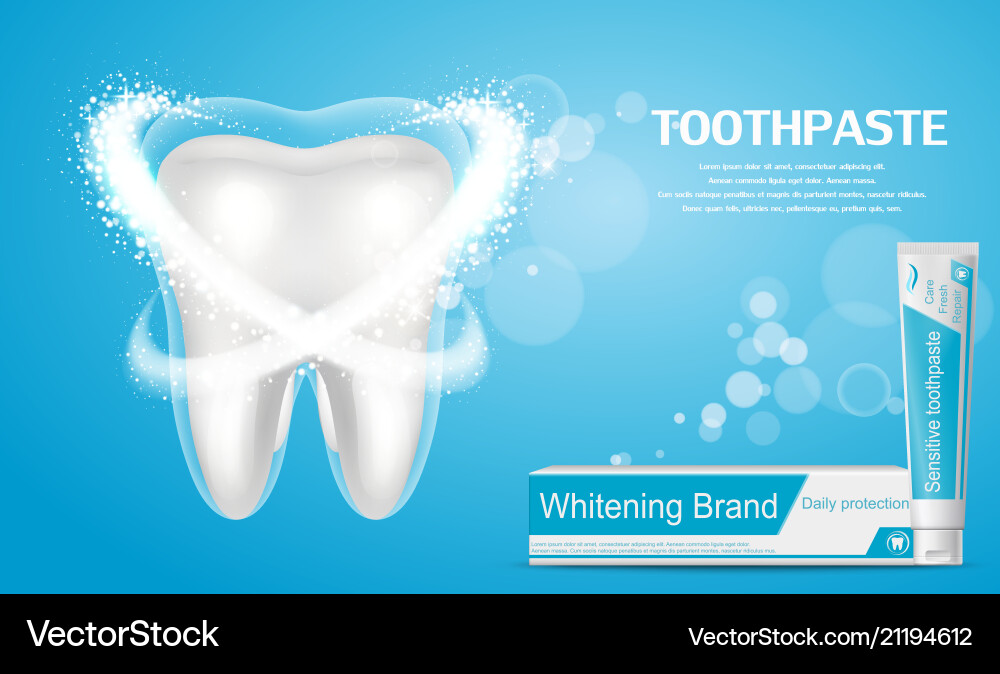 Whitening toothpaste ad big healthy tooth Vector Image