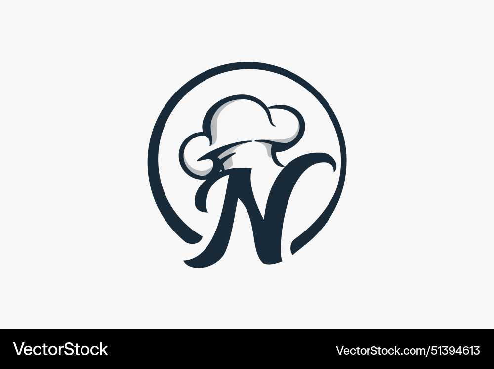 Chef logo with a combination of letter n Vector Image