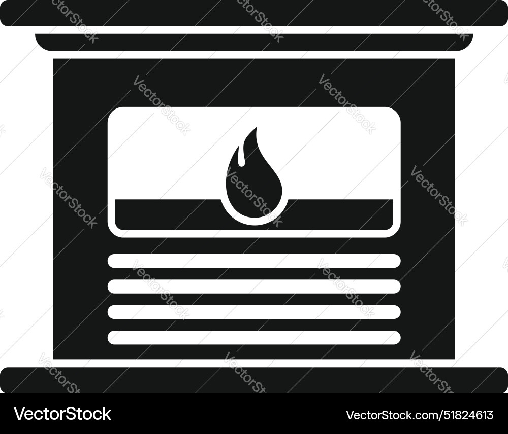 Classic fireplace burning with fire icon showing Vector Image