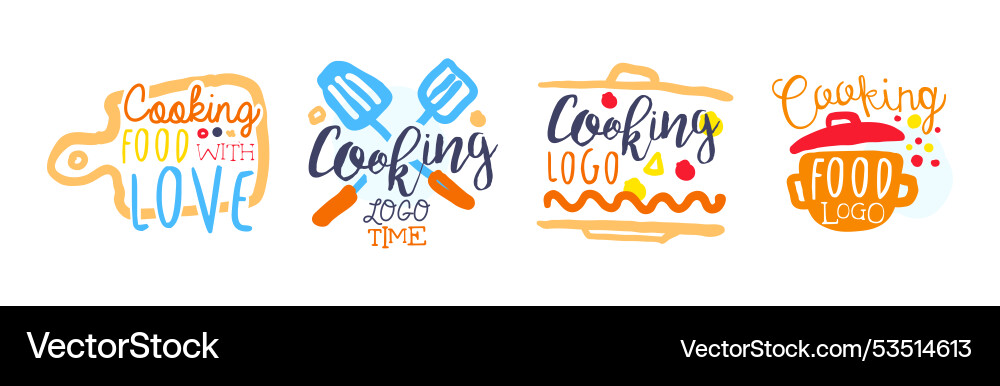 Cooking time logo and bright label design Vector Image