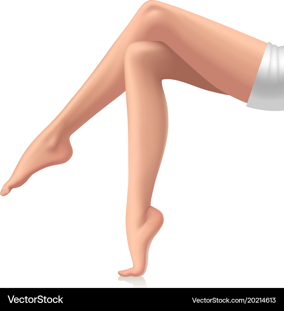 Cross-legged womans shoeless legs Royalty Free Vector Image