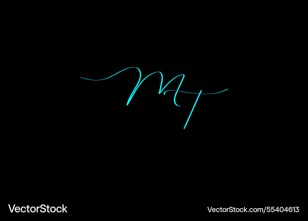 Elegant calligraphy of cursive mt logo Royalty Free Vector