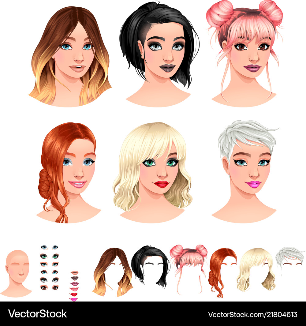 Fashion female avatars Royalty Free Vector Image