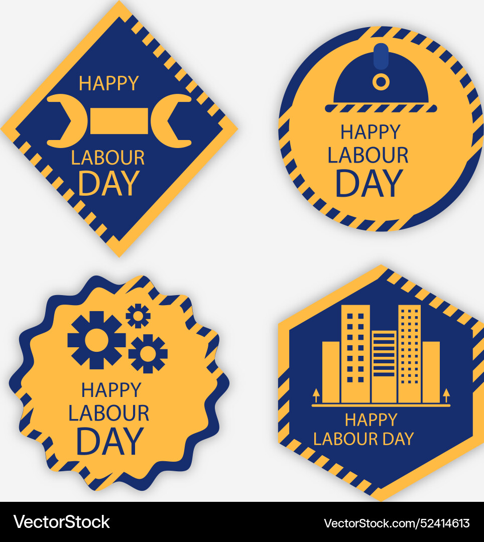 Flat design labour day labels collection Vector Image