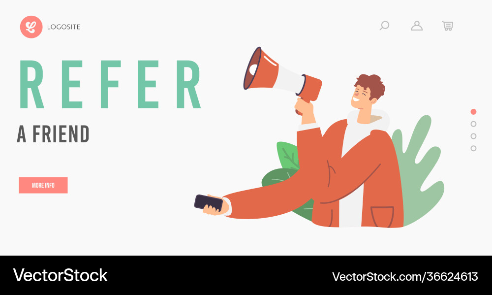 Refer friends landing page template characters Vector Image