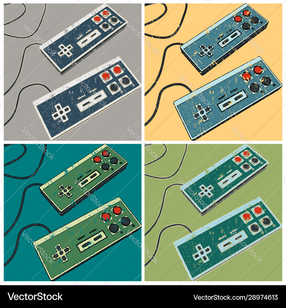 Retro game controllers posters Royalty Free Vector Image