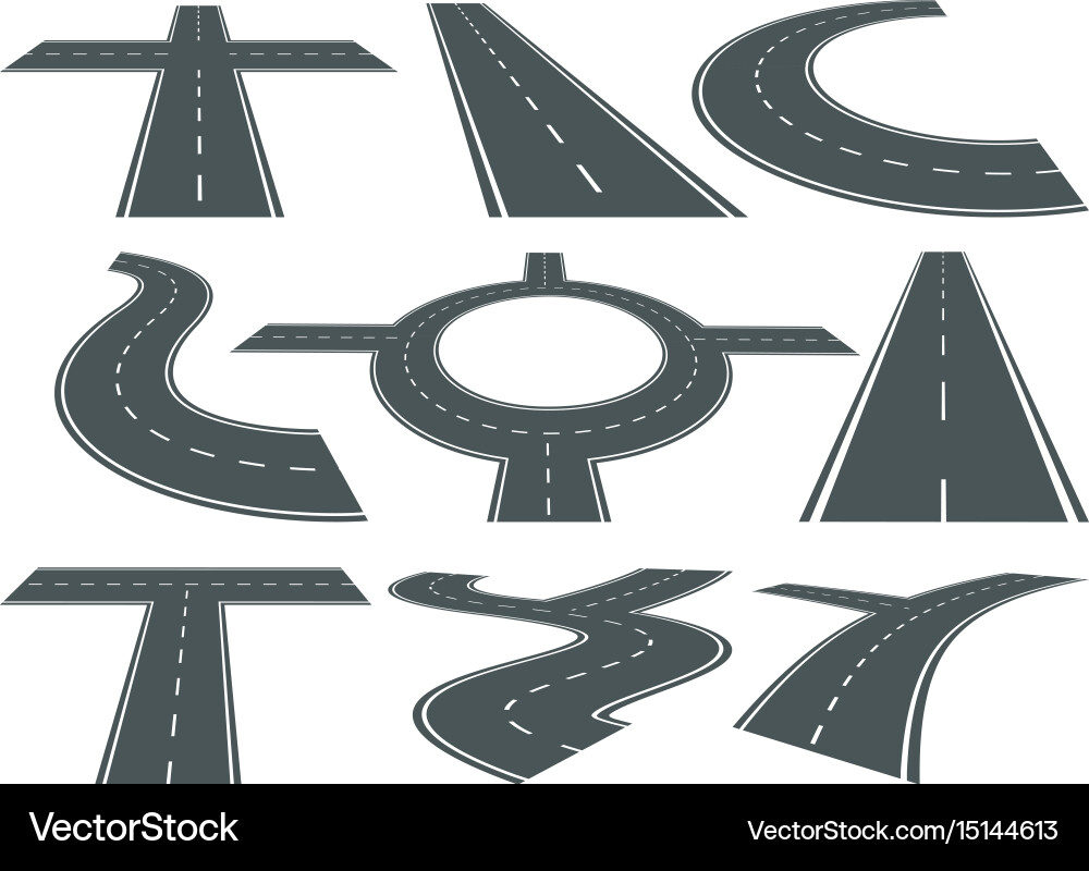 Set of pathway different roads speed Royalty Free Vector