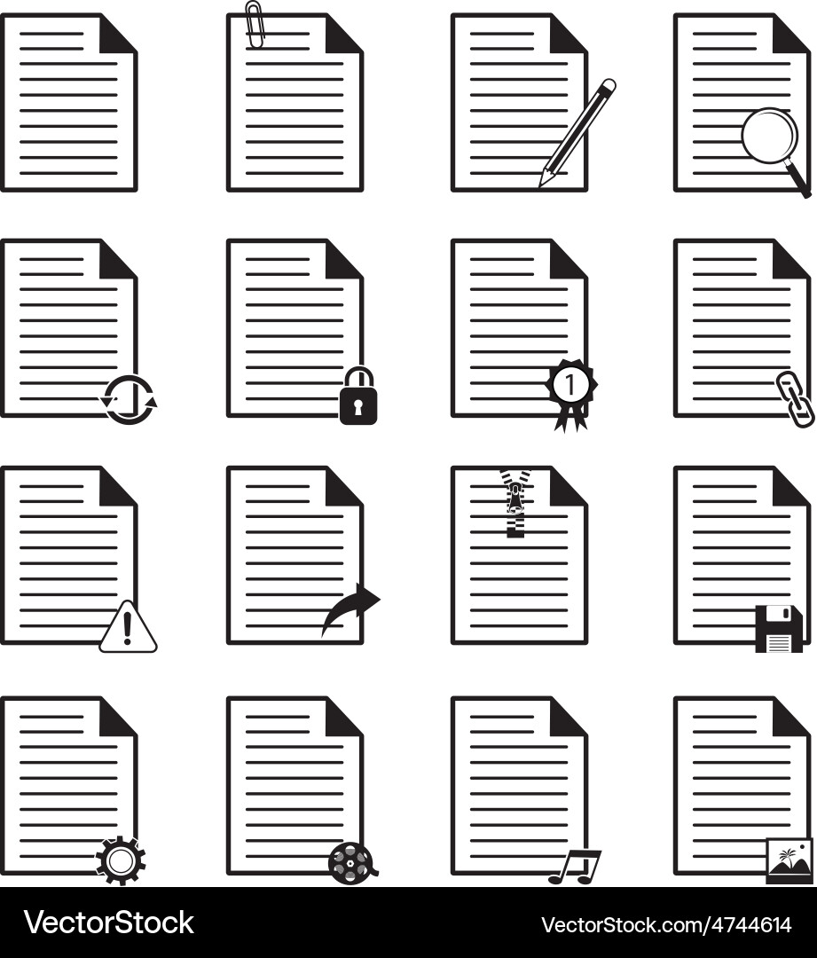 Document icons set Royalty Free Vector Image - VectorStock