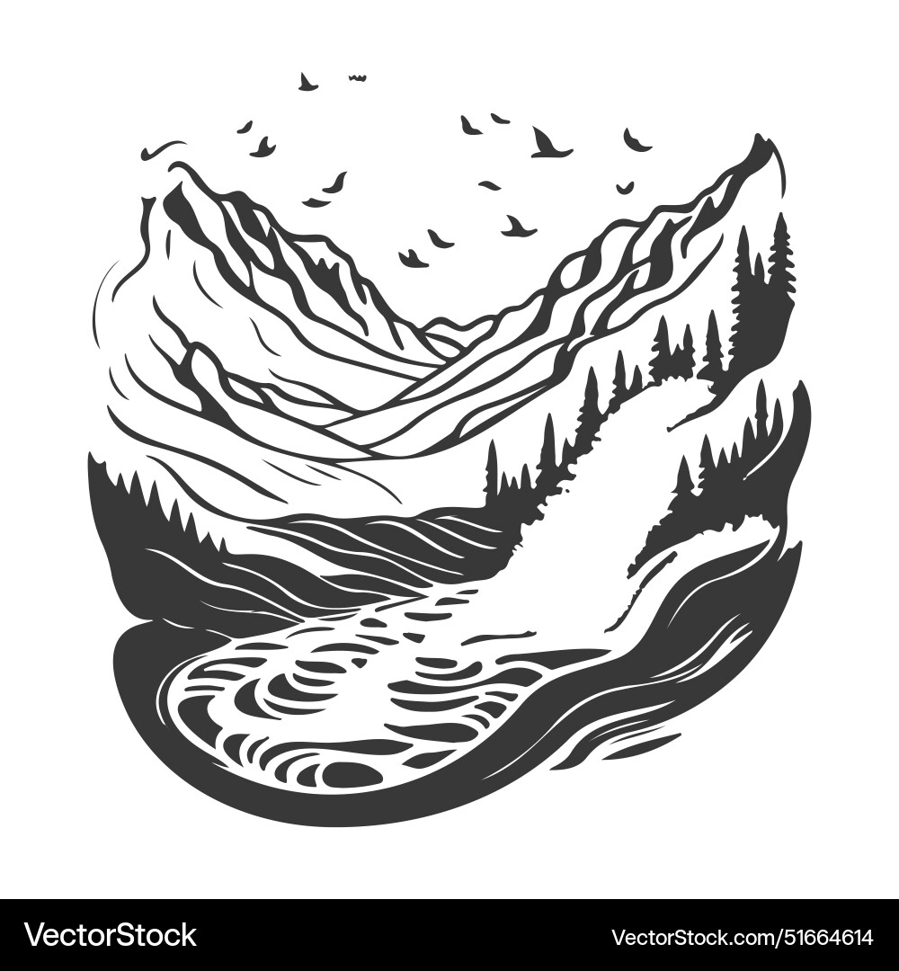 Falling water river grey Royalty Free Vector Image