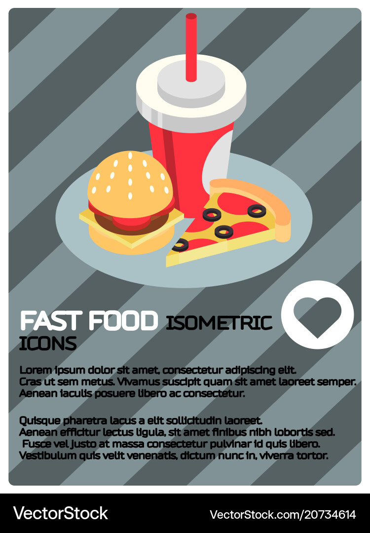 Fast food color isometric poster Royalty Free Vector Image