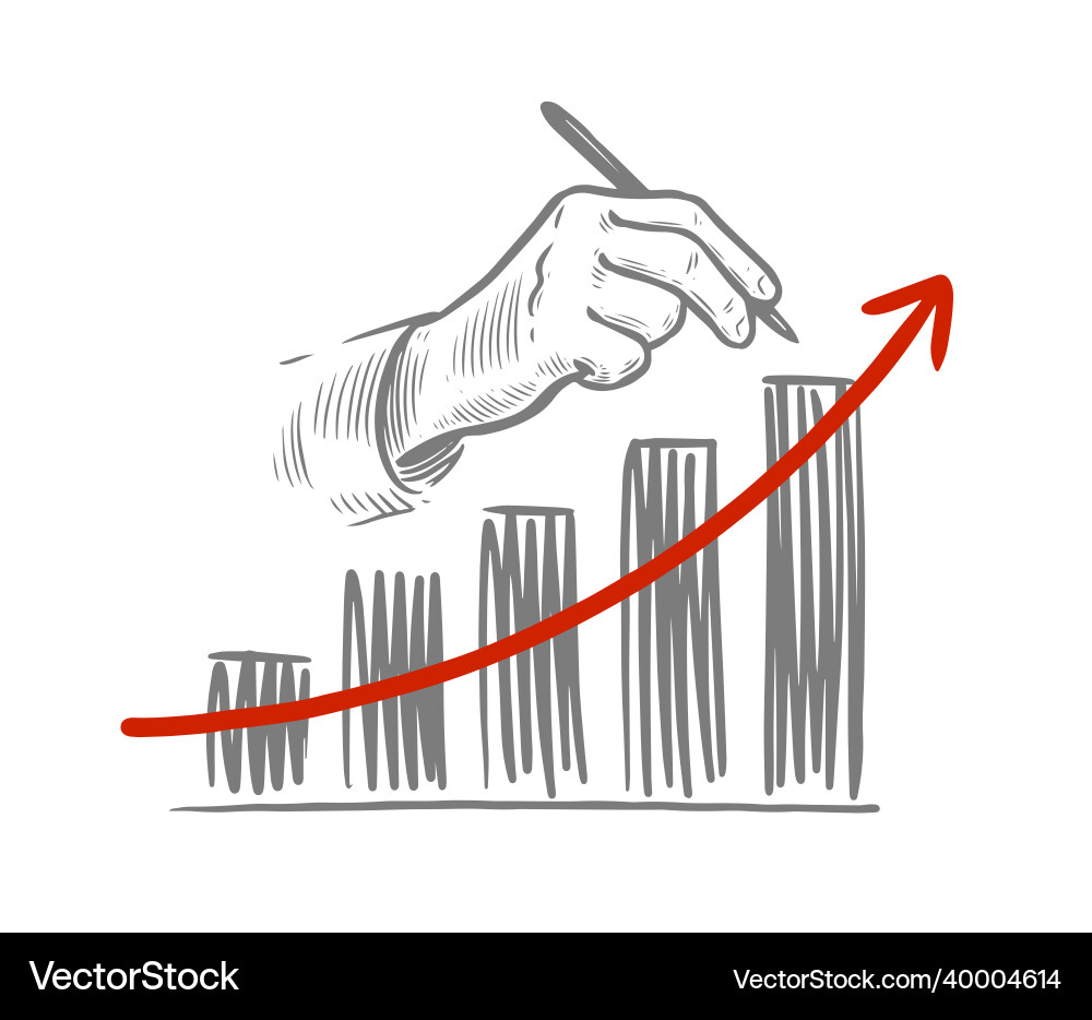 Hand drawing a chart show business Royalty Free Vector Image