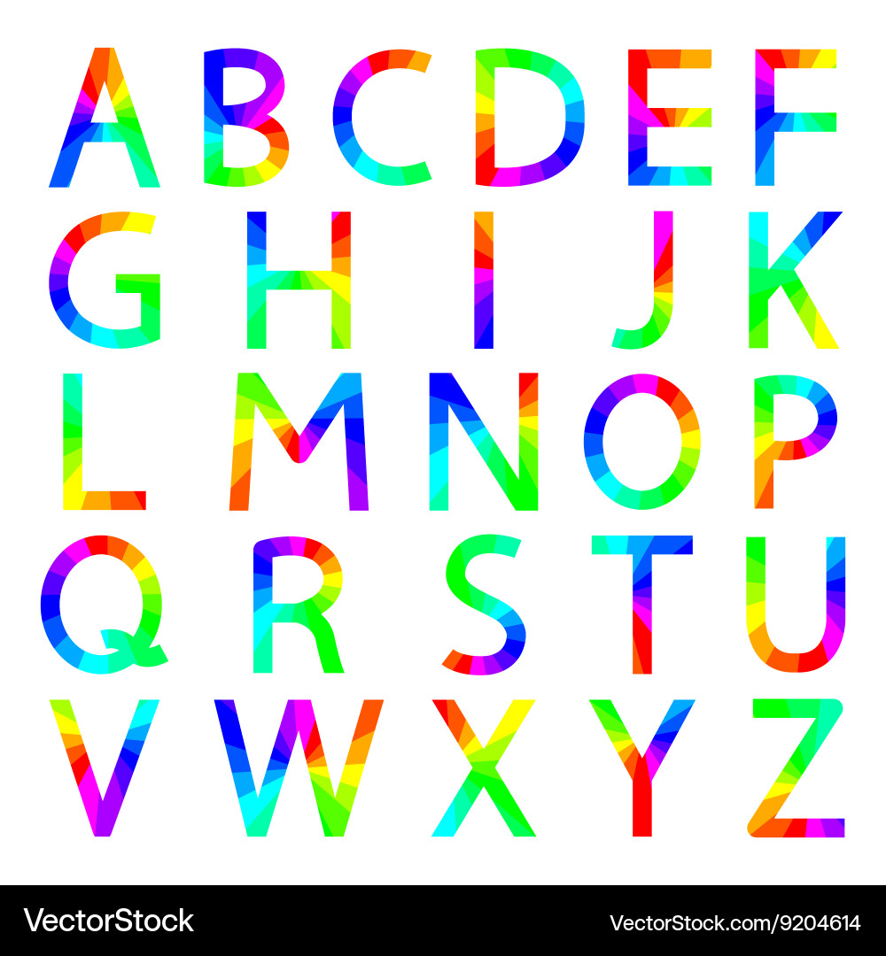 Rainbow letters of the alphabet Royalty Free Vector Image
