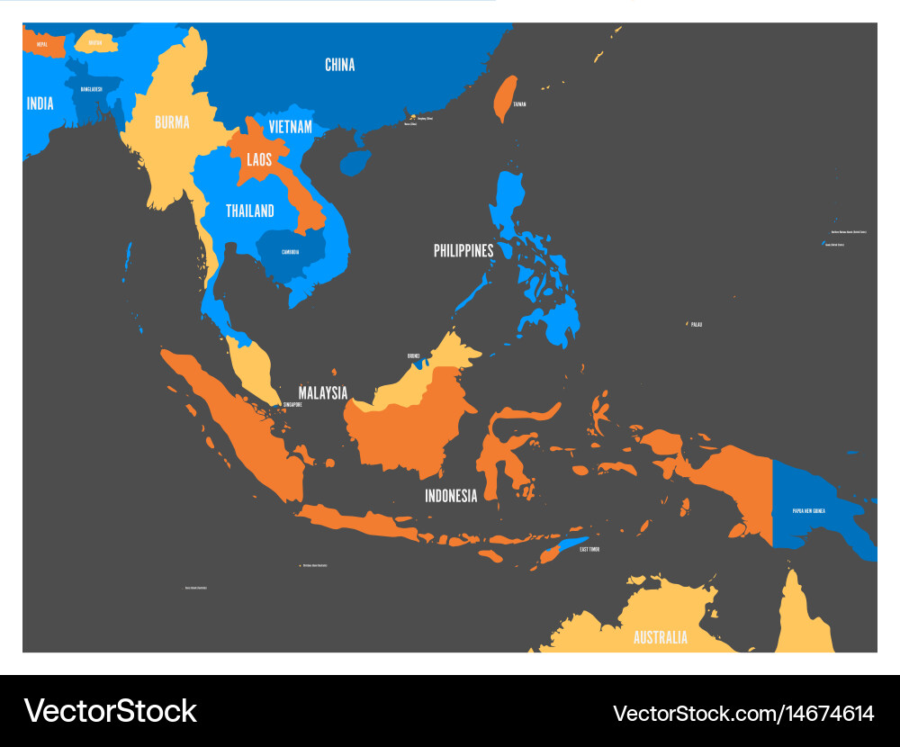 Southeast Asia Political Map Royalty Free Vector Image
