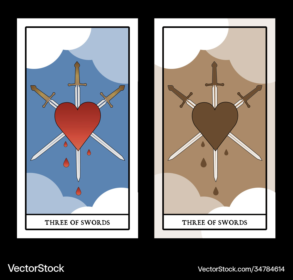 Three swords heart pierced Royalty Free Vector Image
