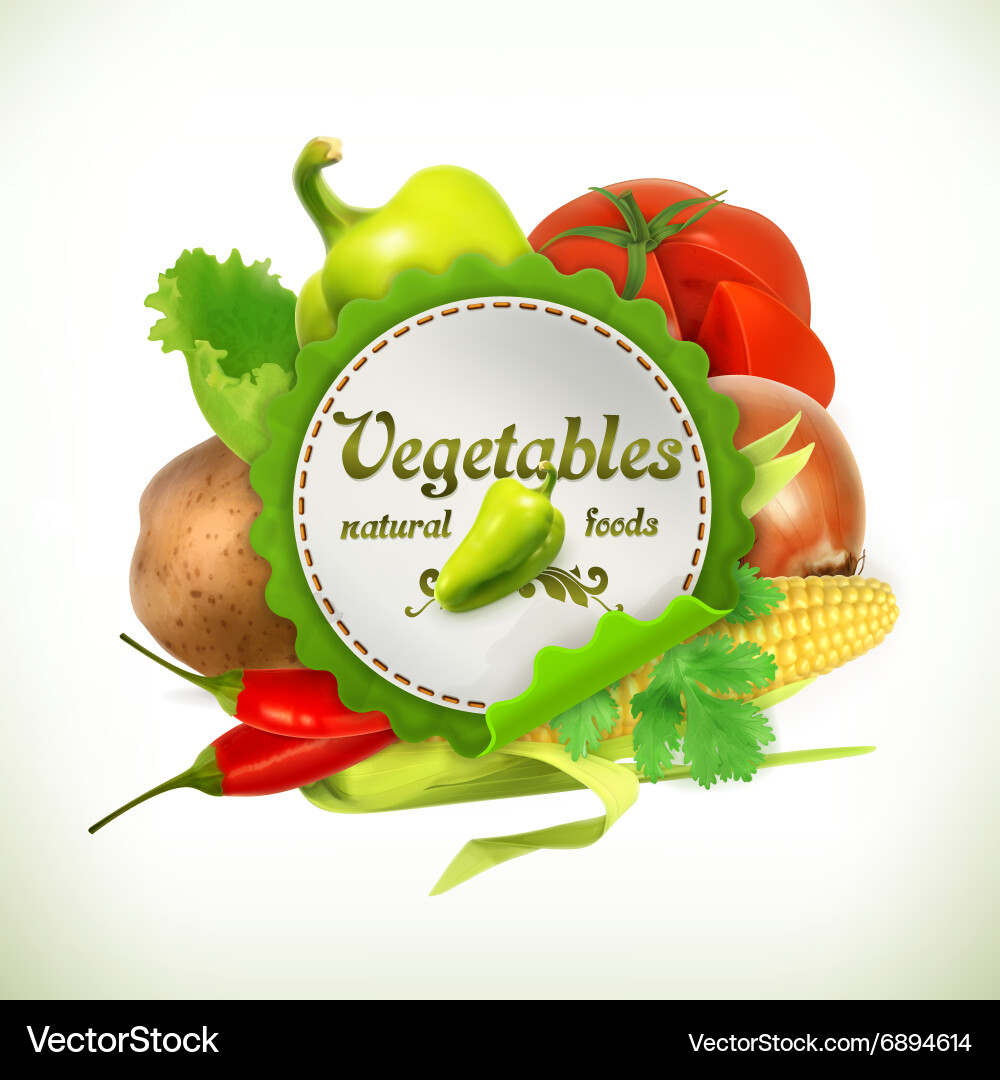 Vegetables label Royalty Free Vector Image - VectorStock