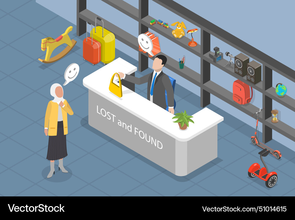 3d isometric flat of lost and Royalty Free Vector Image