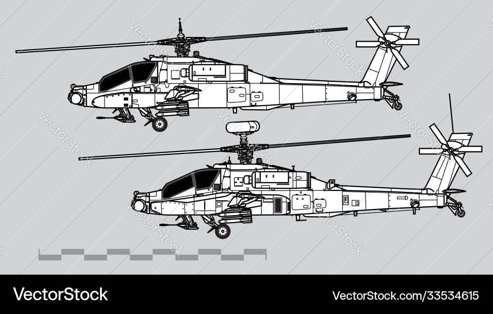 AH-64 Apache Attack Helicopter Royalty Free Vector Image