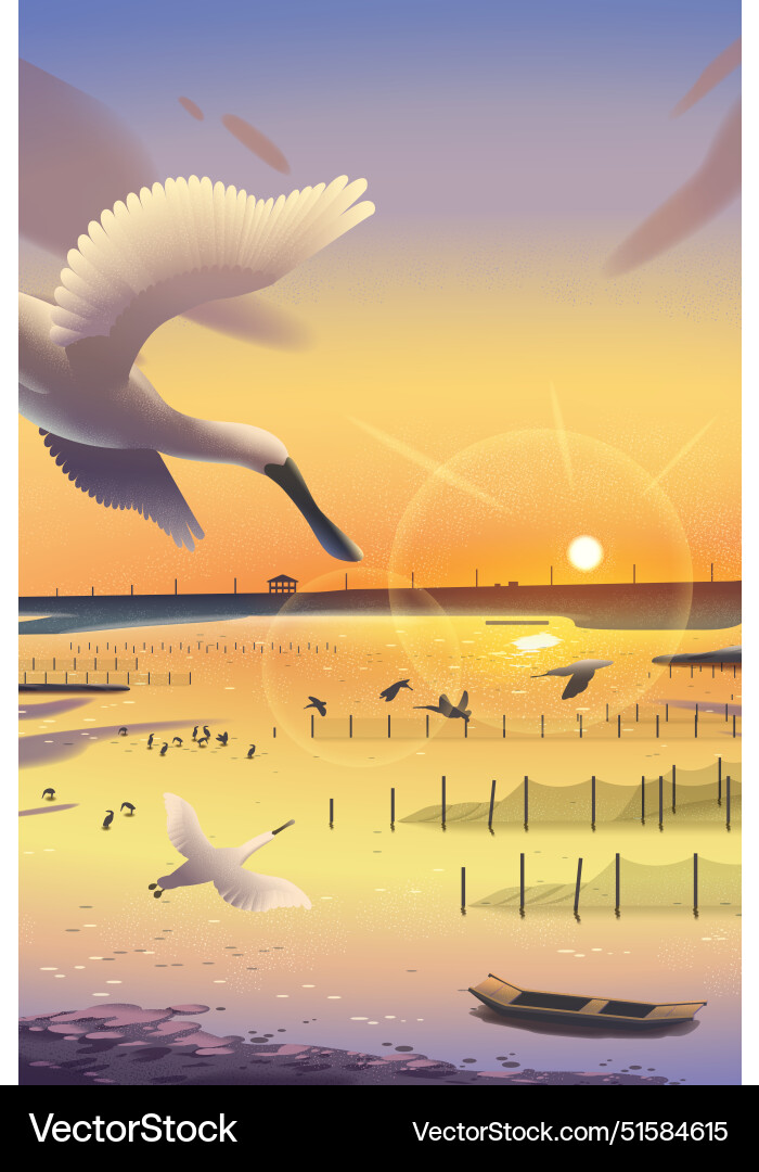 Beautiful sunset landscape poster Royalty Free Vector Image