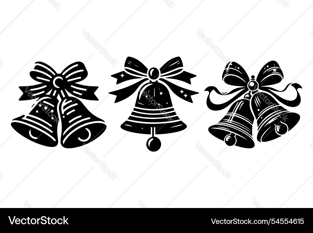 Bells with ribbon silhouette Royalty Free Vector Image