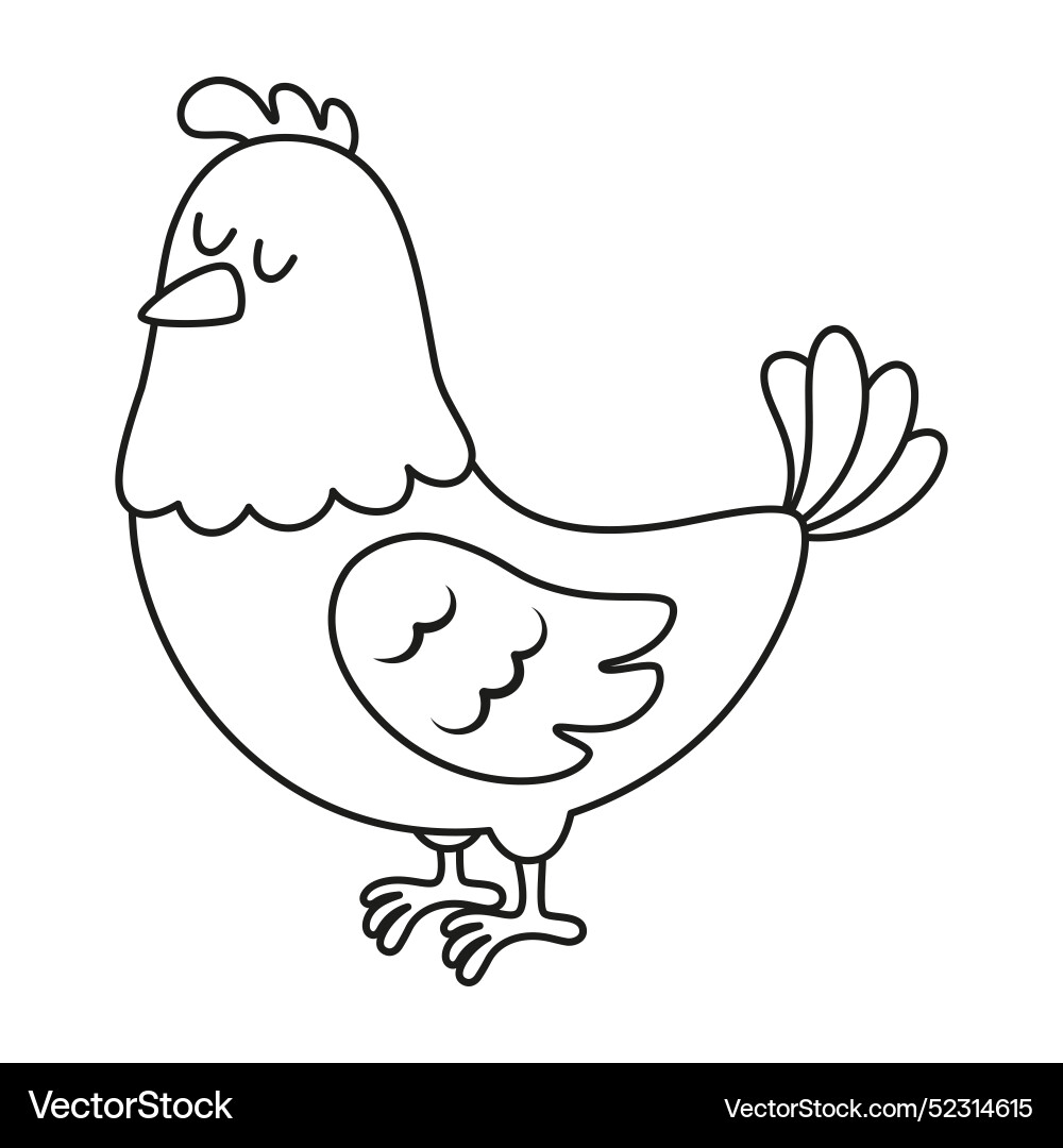 Cartoon outline hen isolated Royalty Free Vector Image