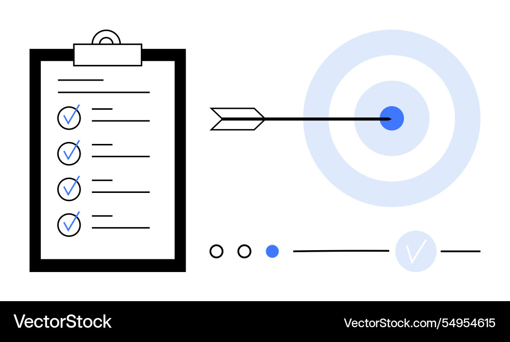 Checklist clipboard and arrow hitting center Vector Image