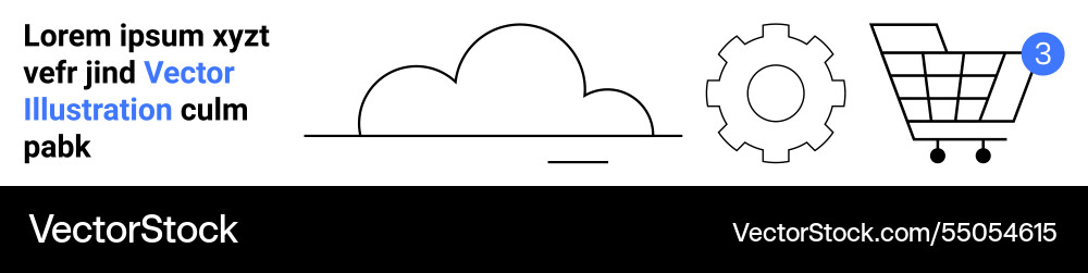 Cloud storage settings gear and shopping cart Vector Image