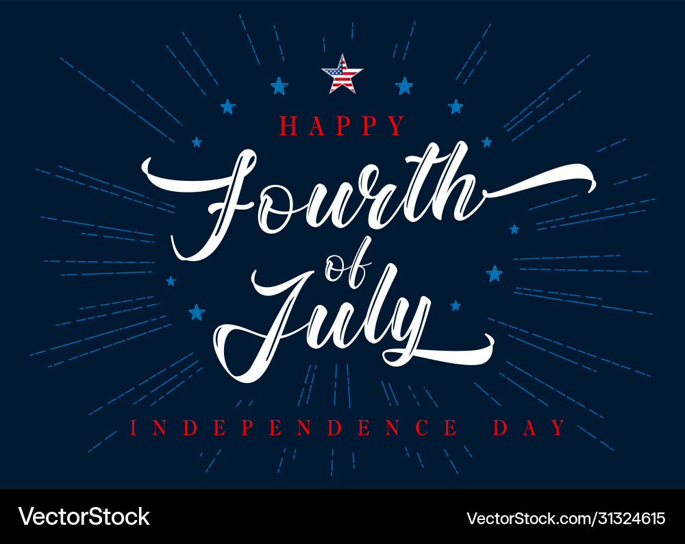 Fourth july lettering inscription Royalty Free Vector Image