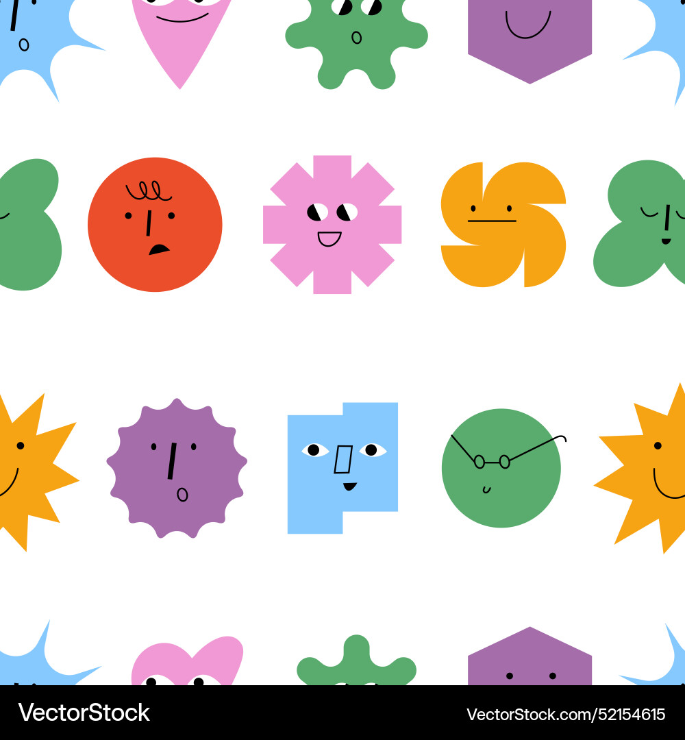 Geometric abstract comic faces with different Vector Image