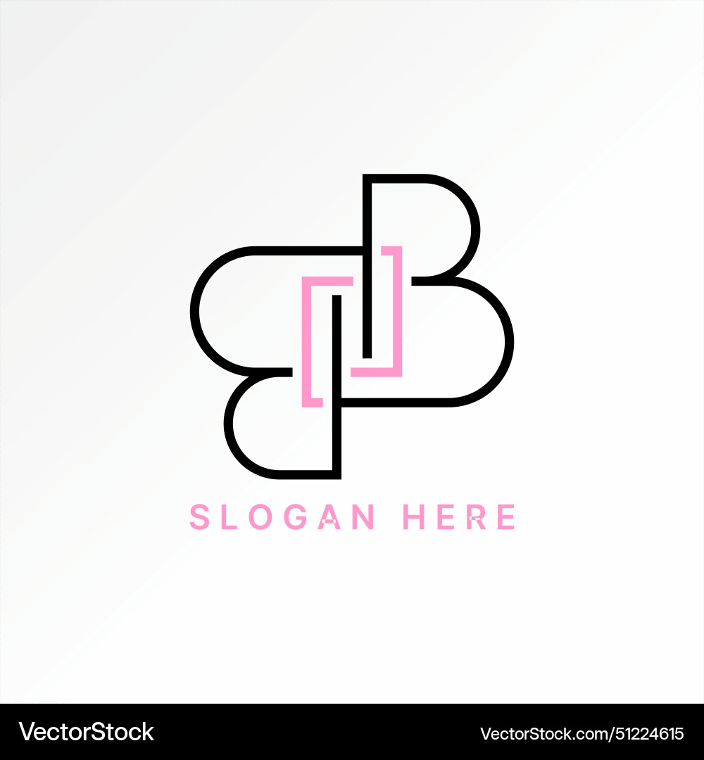 Initial letter b or bb font line art motif pattern