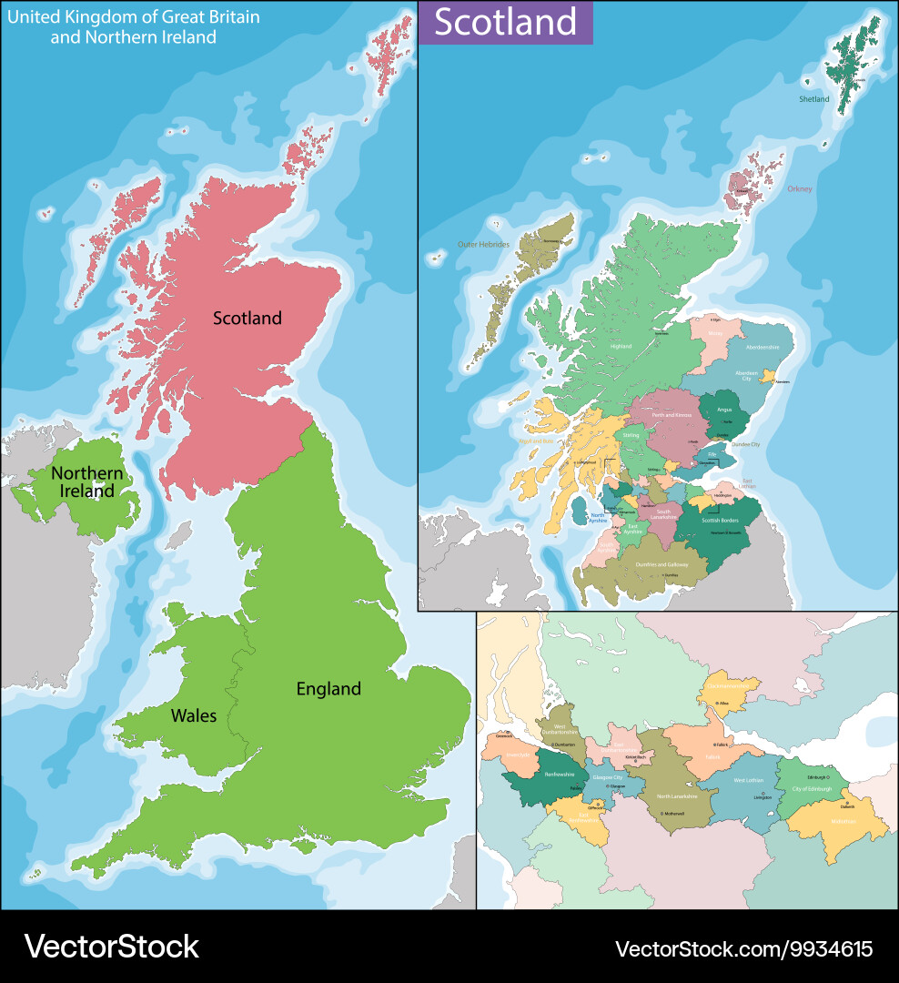 Map of scotland Royalty Free Vector Image - VectorStock