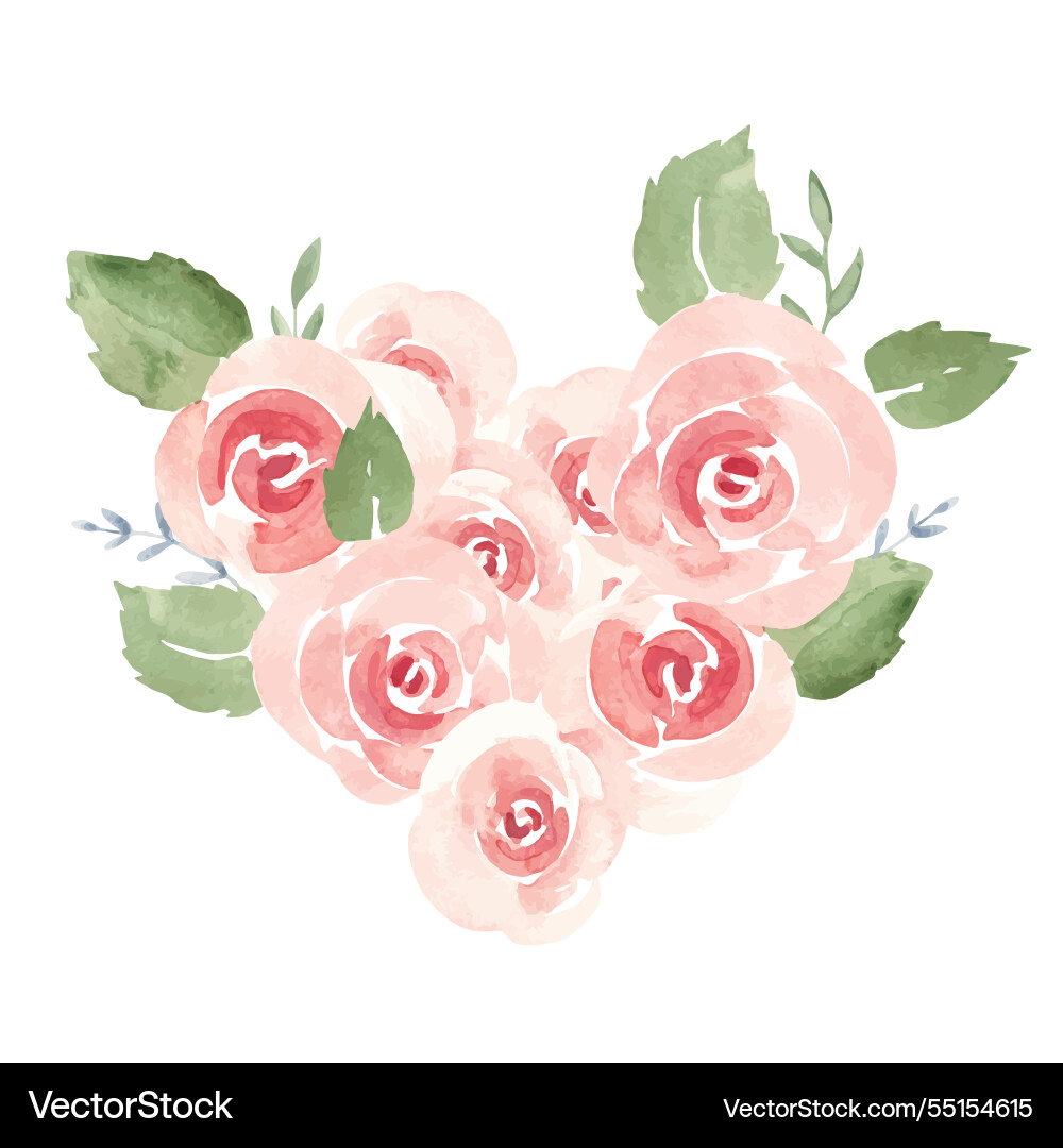 Pink roses heart shaped composition Royalty Free Vector