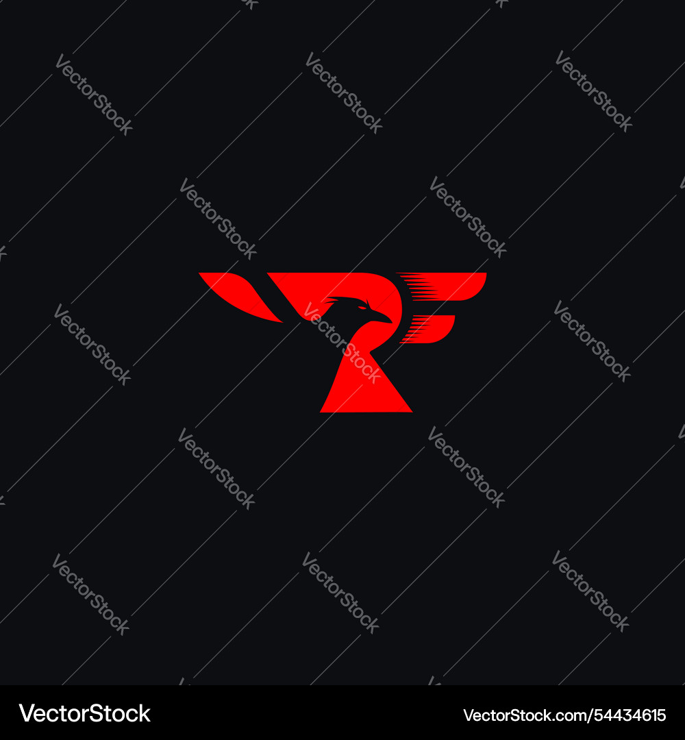 Roter abstrakter Buchstabe r mit Vogellogo Vektorbild