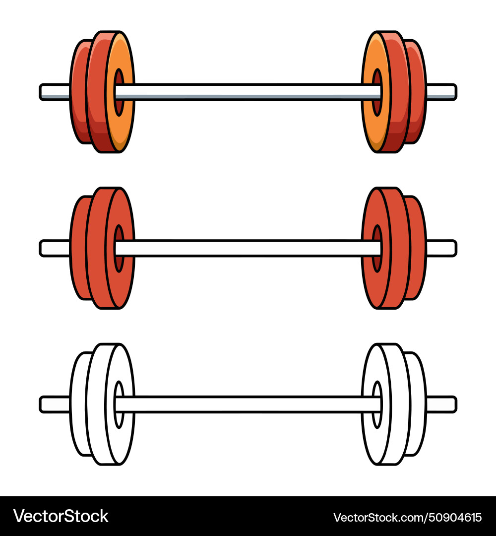 Set weightlifting barbell design element Vector Image
