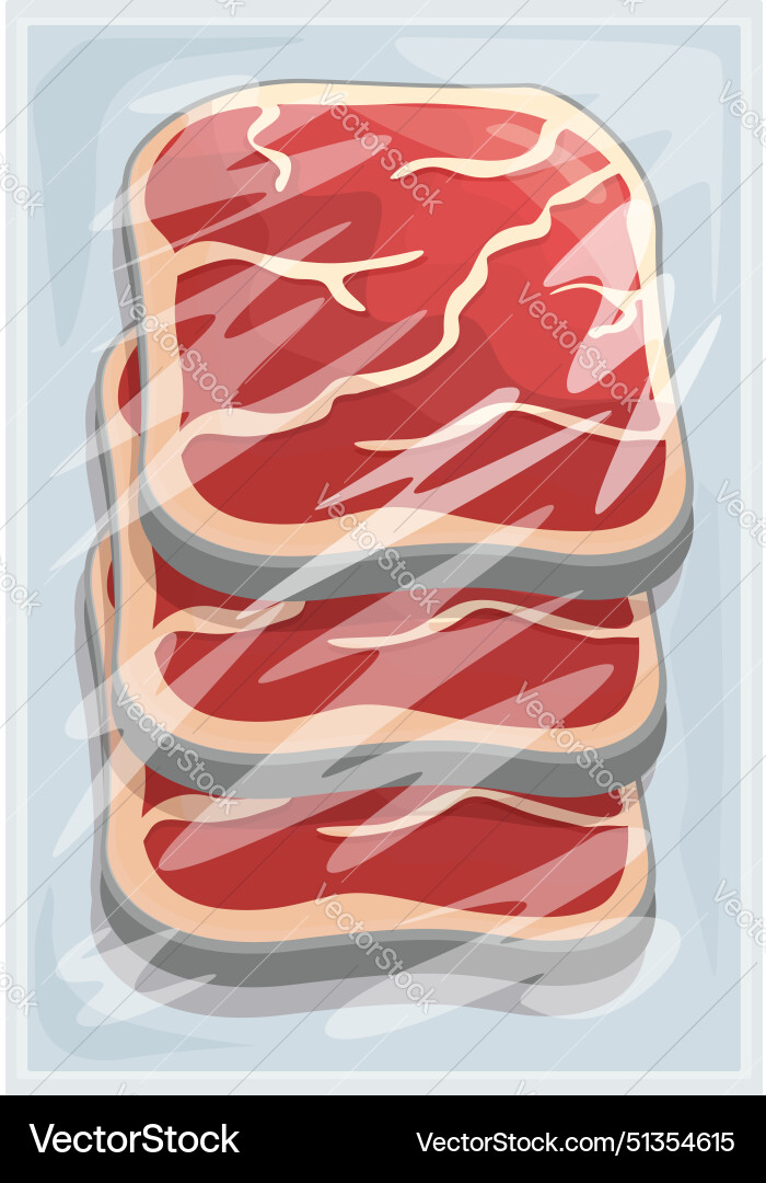 Steak cuts in airtight Royalty Free Vector Image