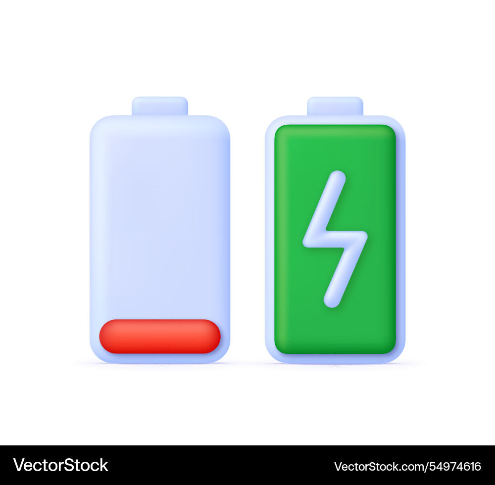 3d battery charge indicator Royalty Free Vector Image