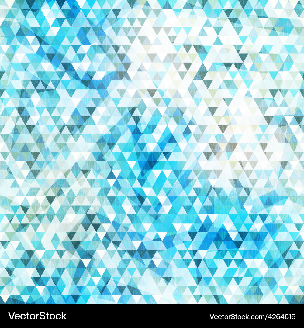 Blue triangle seamless texture with grunge effect Vector Image