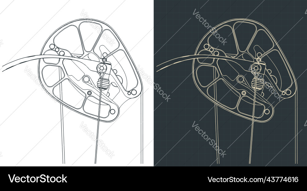 Compound bow cam blueprints Royalty Free Vector Image