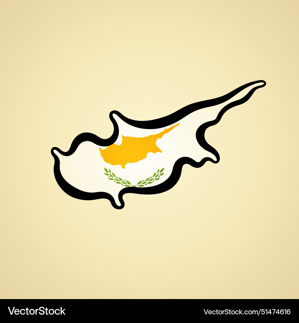 Cyprus - map colored with flag Royalty Free Vector Image